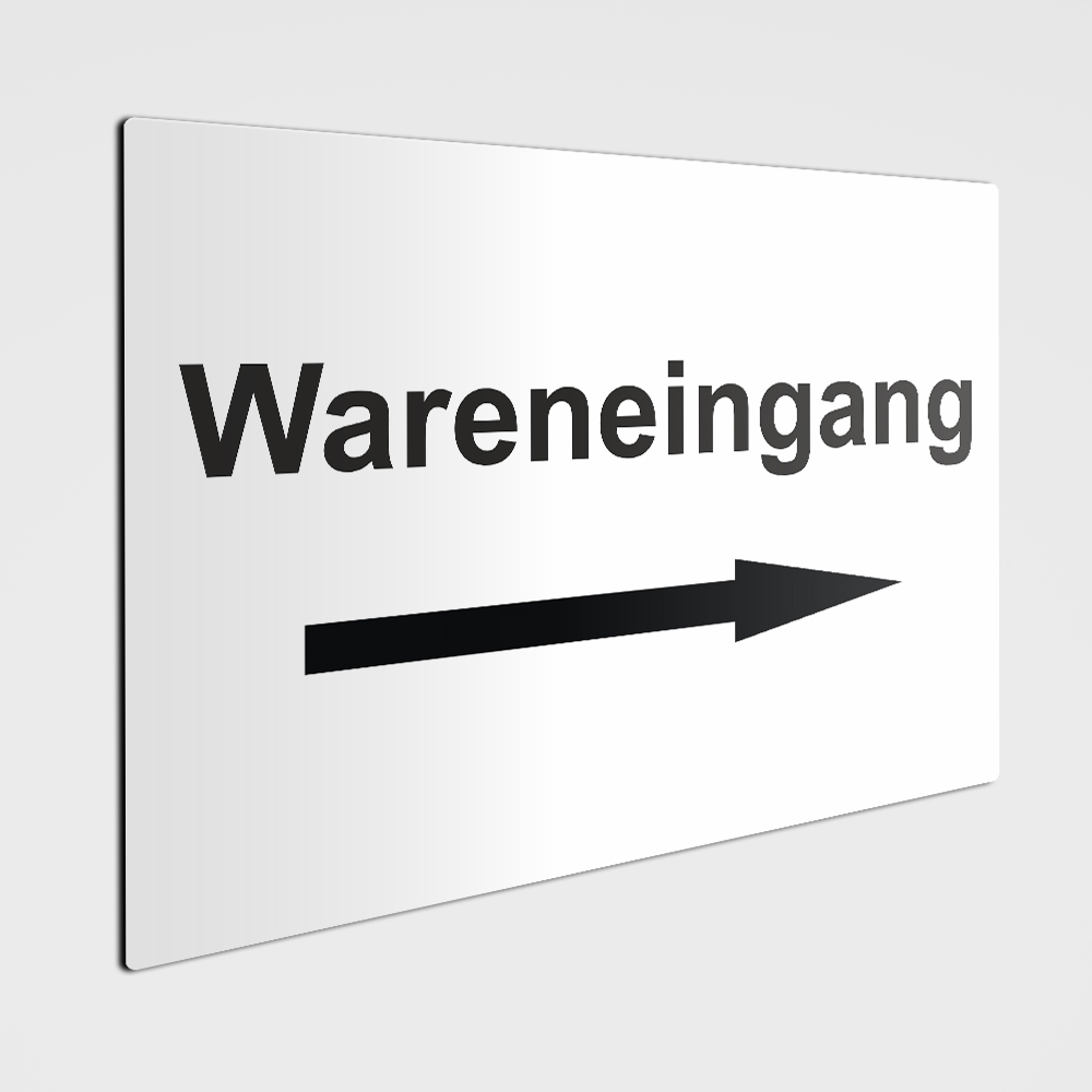 Warenannahme, Wareneingang als Schild oder Aufkleber
